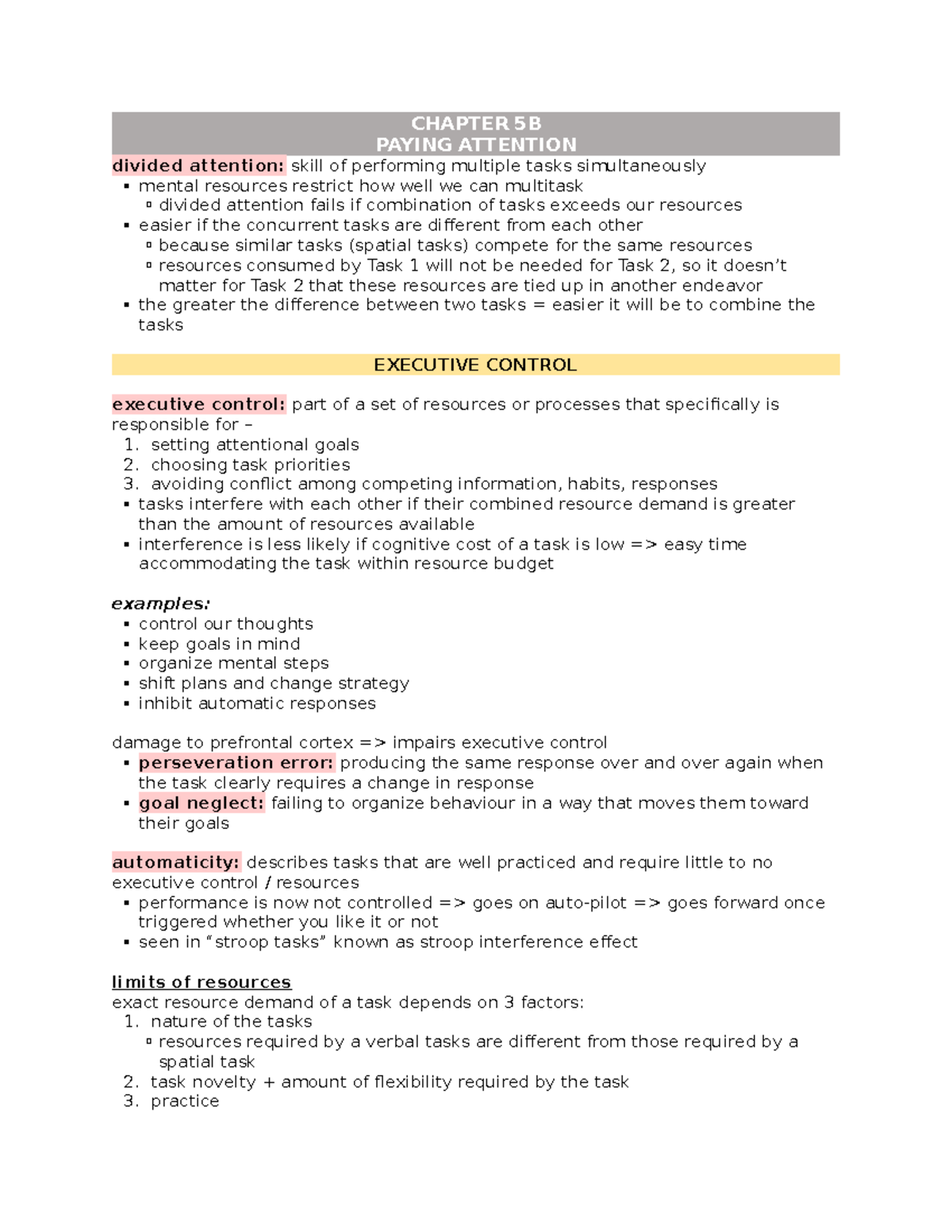 Chapter 5B - CHAPTER 5B PAYING ATTENTION divided attention: skill of ...
