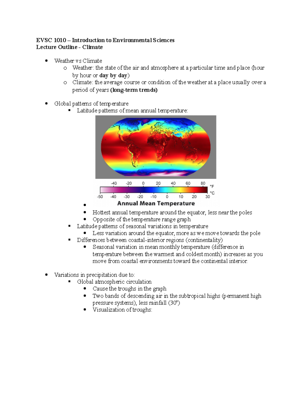 Climate - notes - EVSC 1010 – Introduction to Environmental Sciences ...
