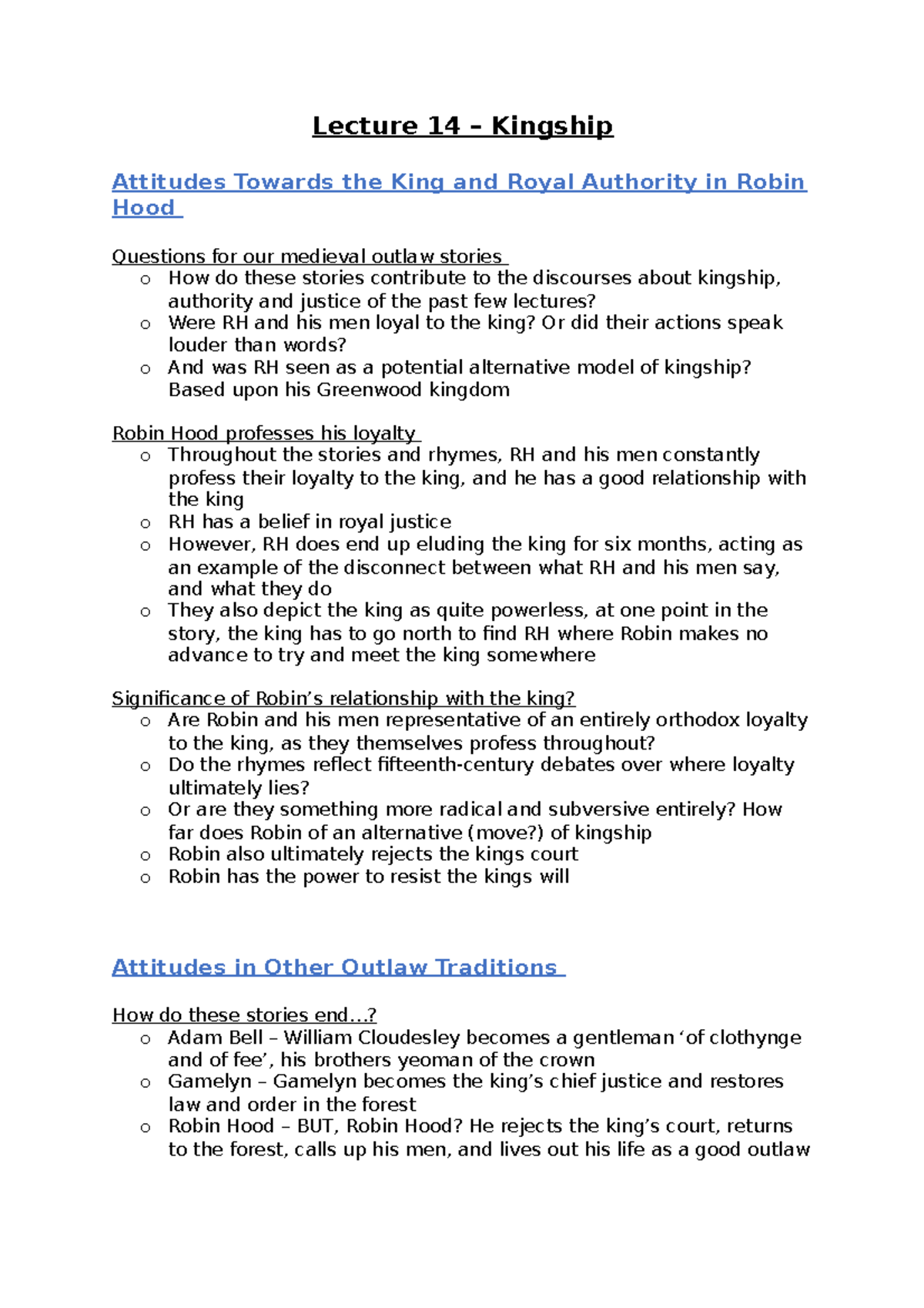 Lecture 14 - Kingship - Lecture 14 – Kingship Attitudes Towards the ...