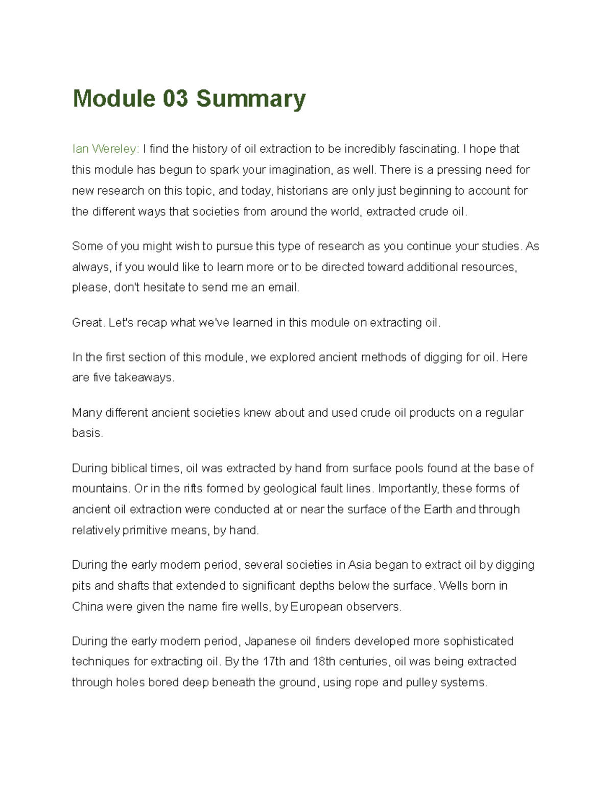 Module 03 Summary FOR HISTORY 1000 ...