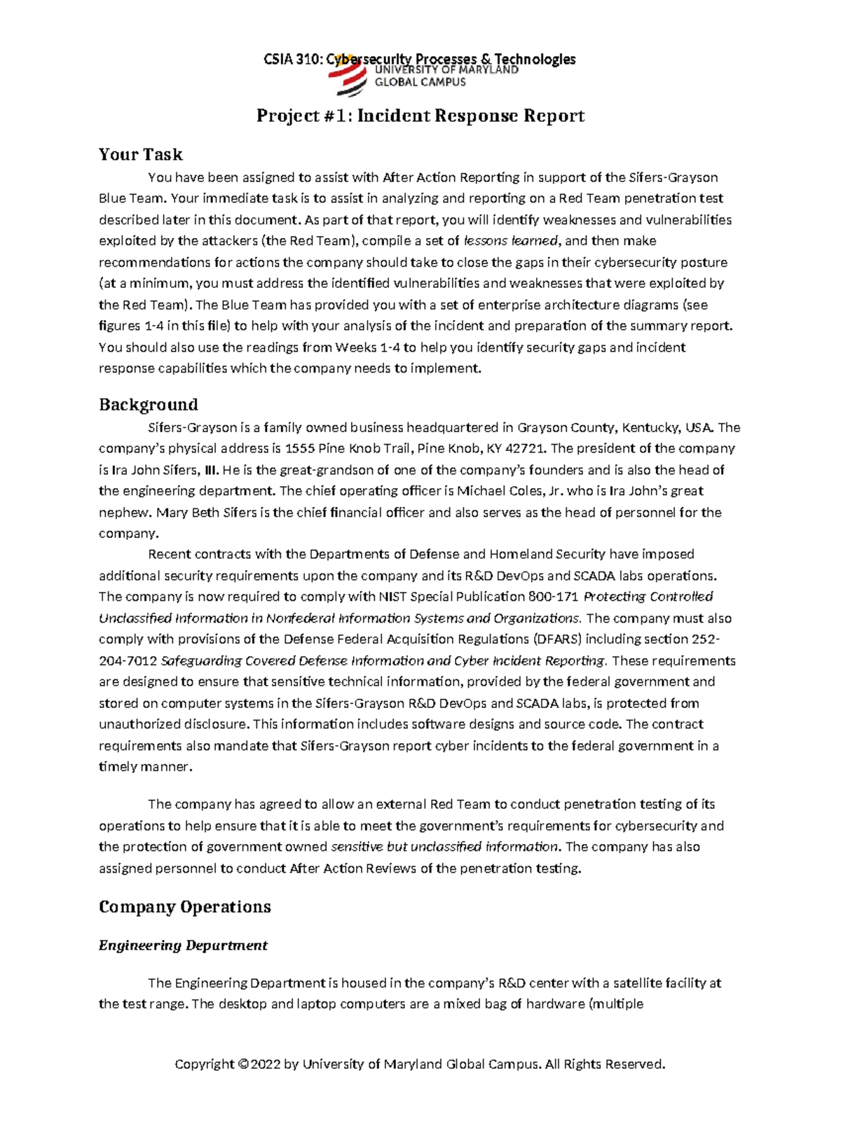 CSIA 310 Project #1 Incident Response Report - Project #1: Incident ...