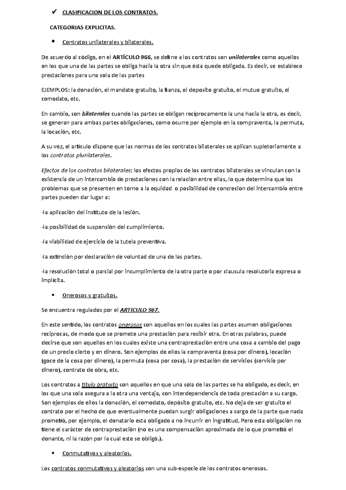Unidad 3 - CLASIFICACION DE LOS CONTRATOS. CATEGORIAS EXPLICITAS ...