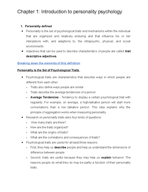 3 - flashcards - Chapter 3 - Personality Psychology (Larsen 4ed) Study ...