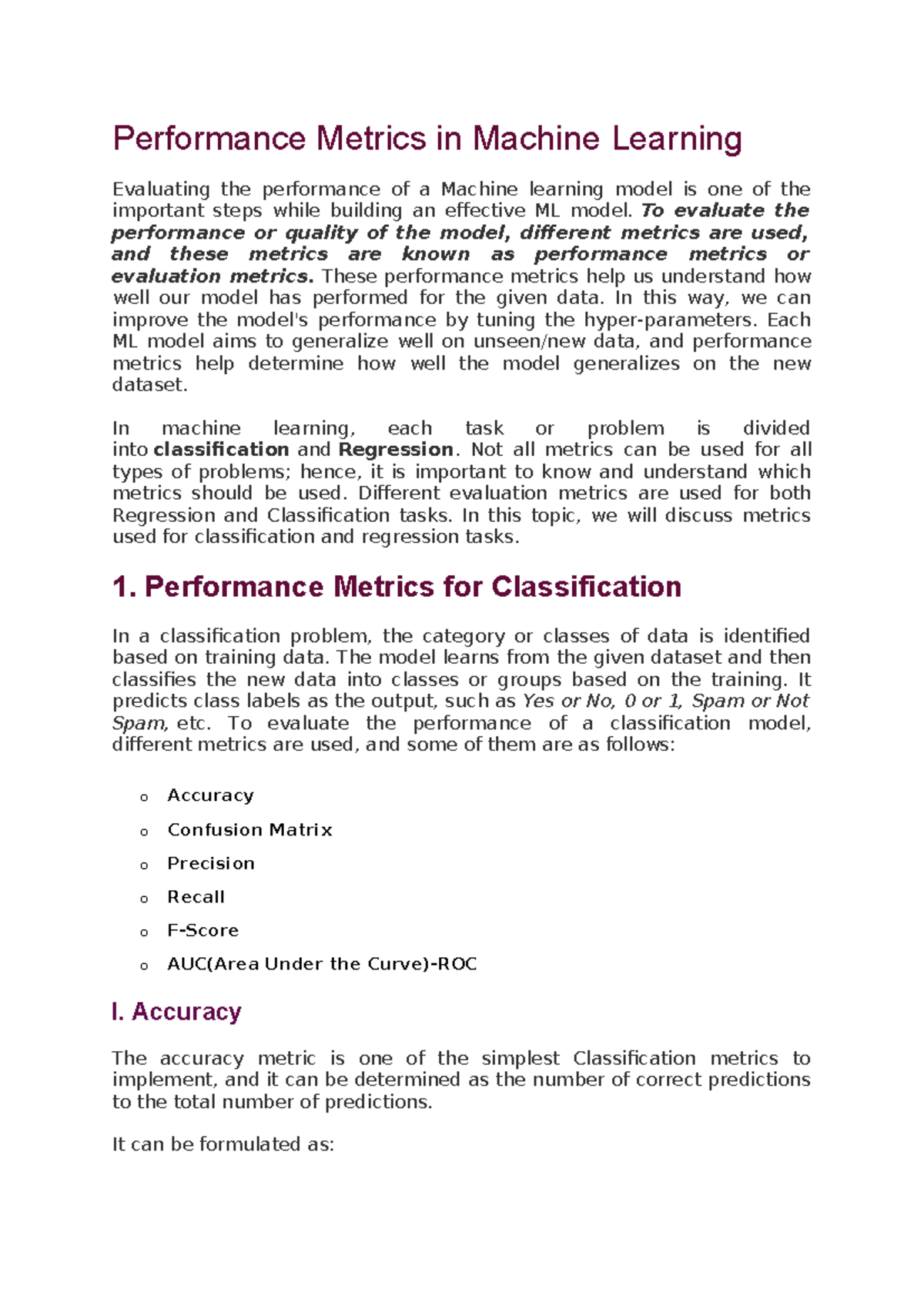 Performance Metrics in Machine Learning - Performance Metrics in ...