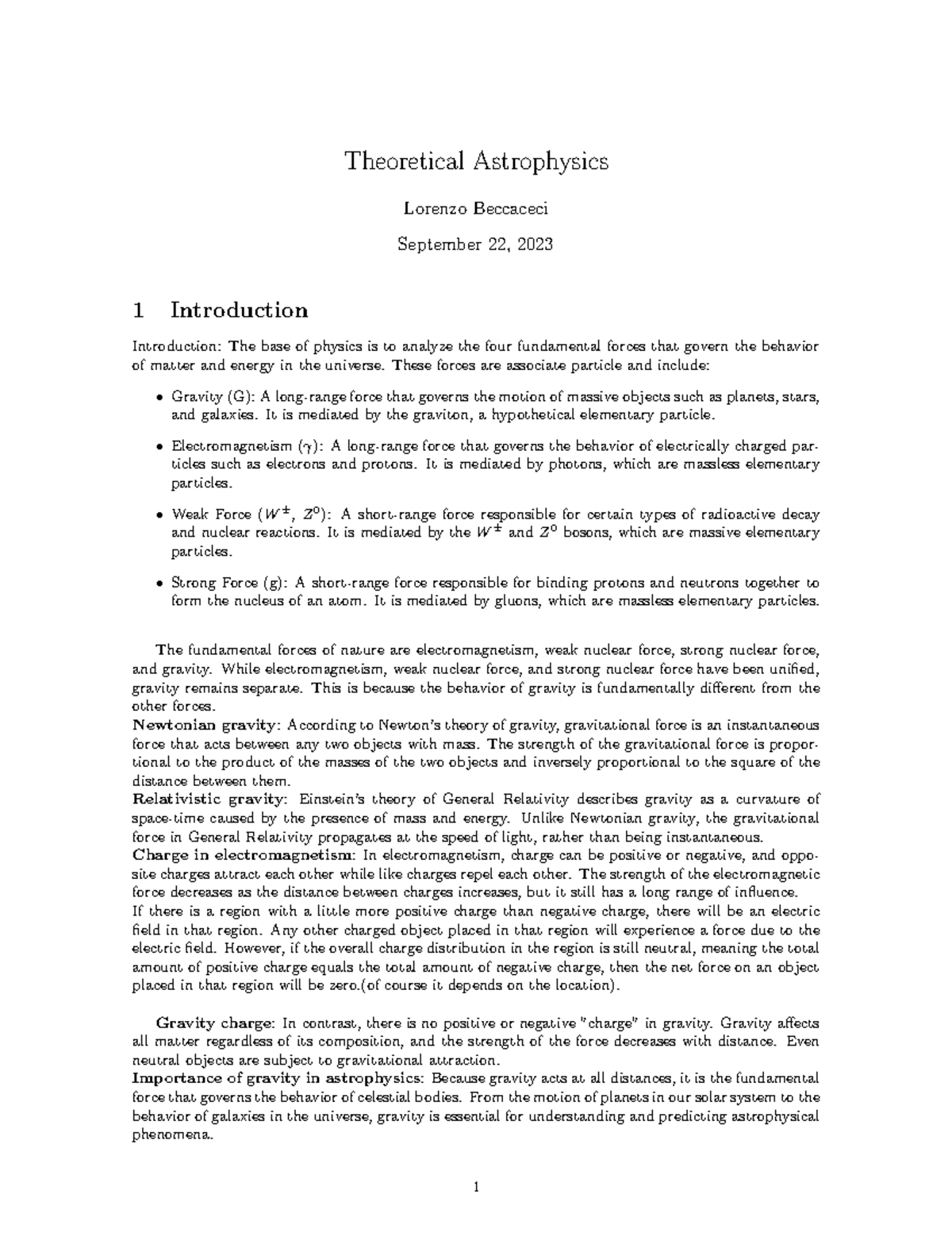Theoretical Astrophyisics - Theoretical Astrophysics Lorenzo Beccaceci ...