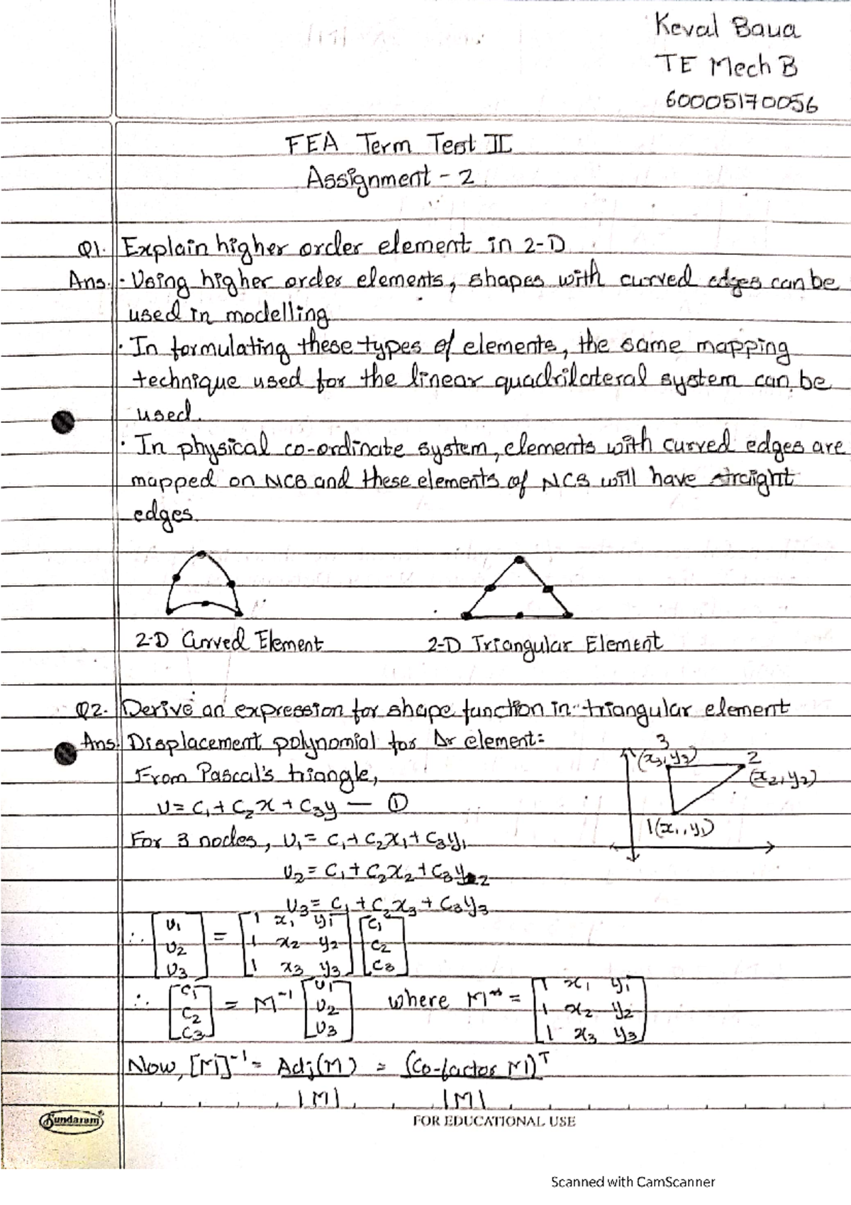 60005170056 Keval Baua FEA TT2 2 - Keval Baua TE Mech B FEA Term Test ...