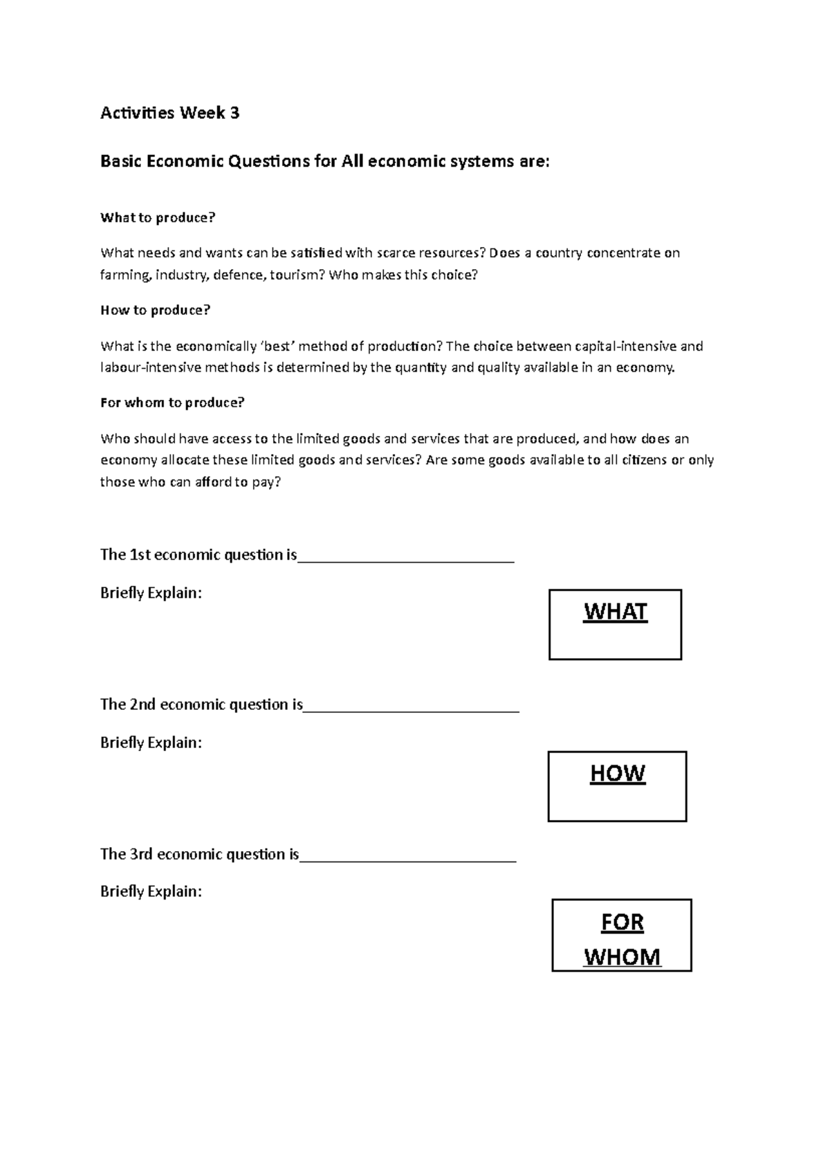 Activities week 3 - Bert Jackson - Activities Week 3 Basic Economic ...