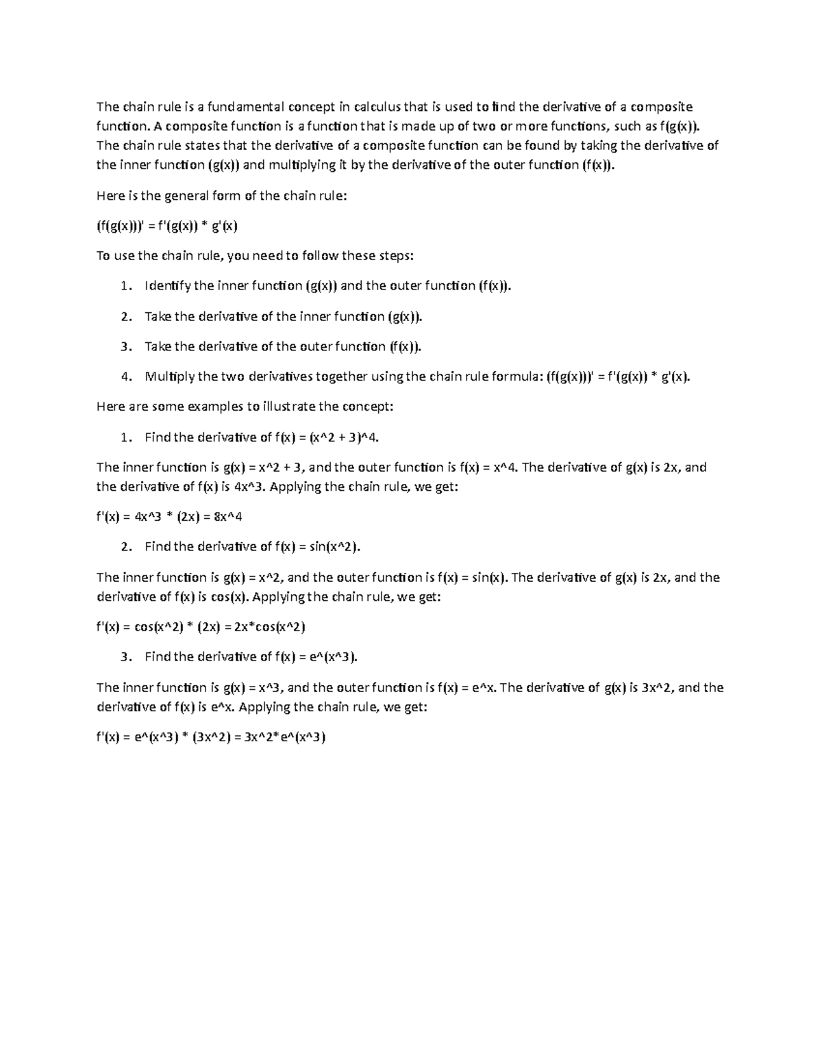 Chain rule - The chain rule is a fundamental concept in calculus that ...