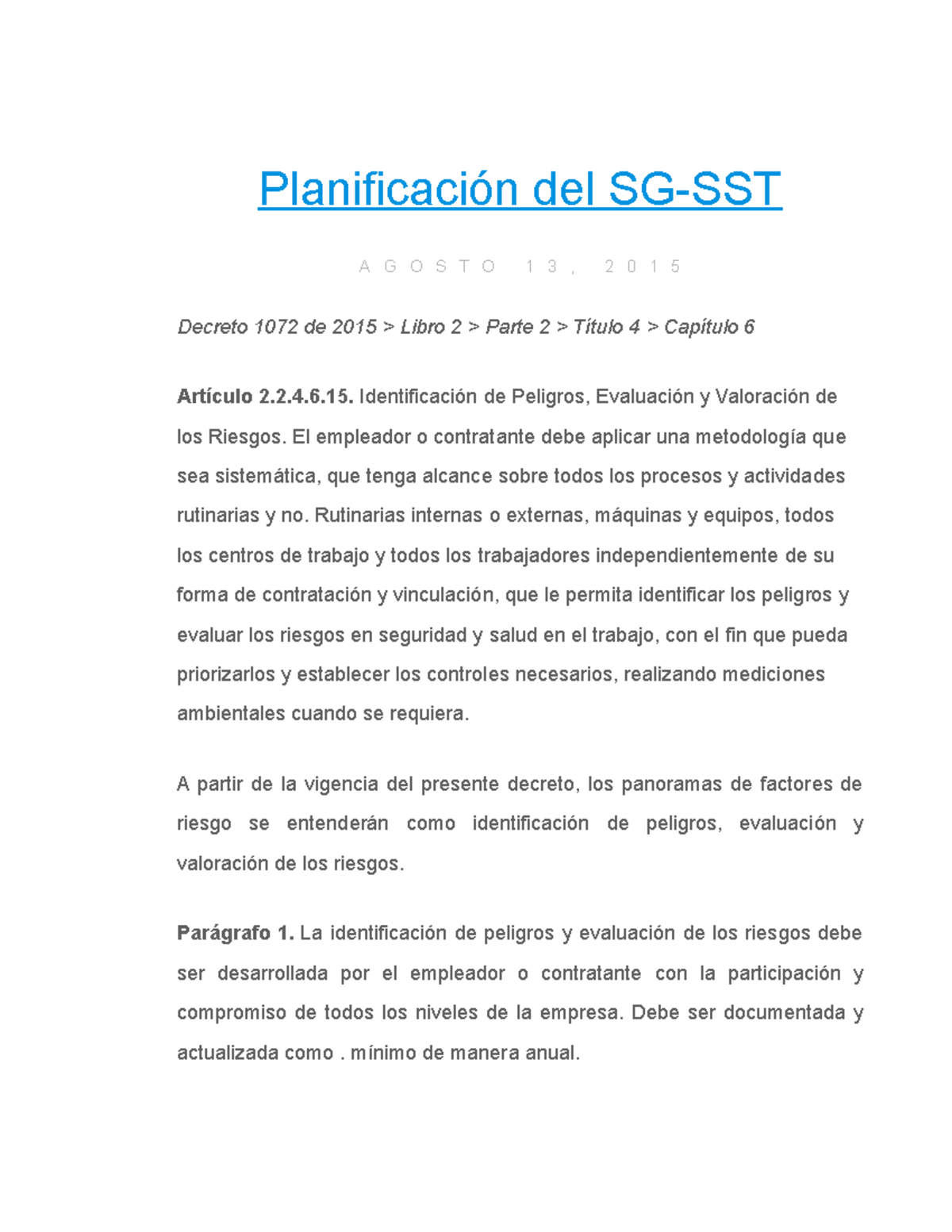 5. Planificación del SG-SST - Planificación del SG-SST A G O S T O 1 3 ...