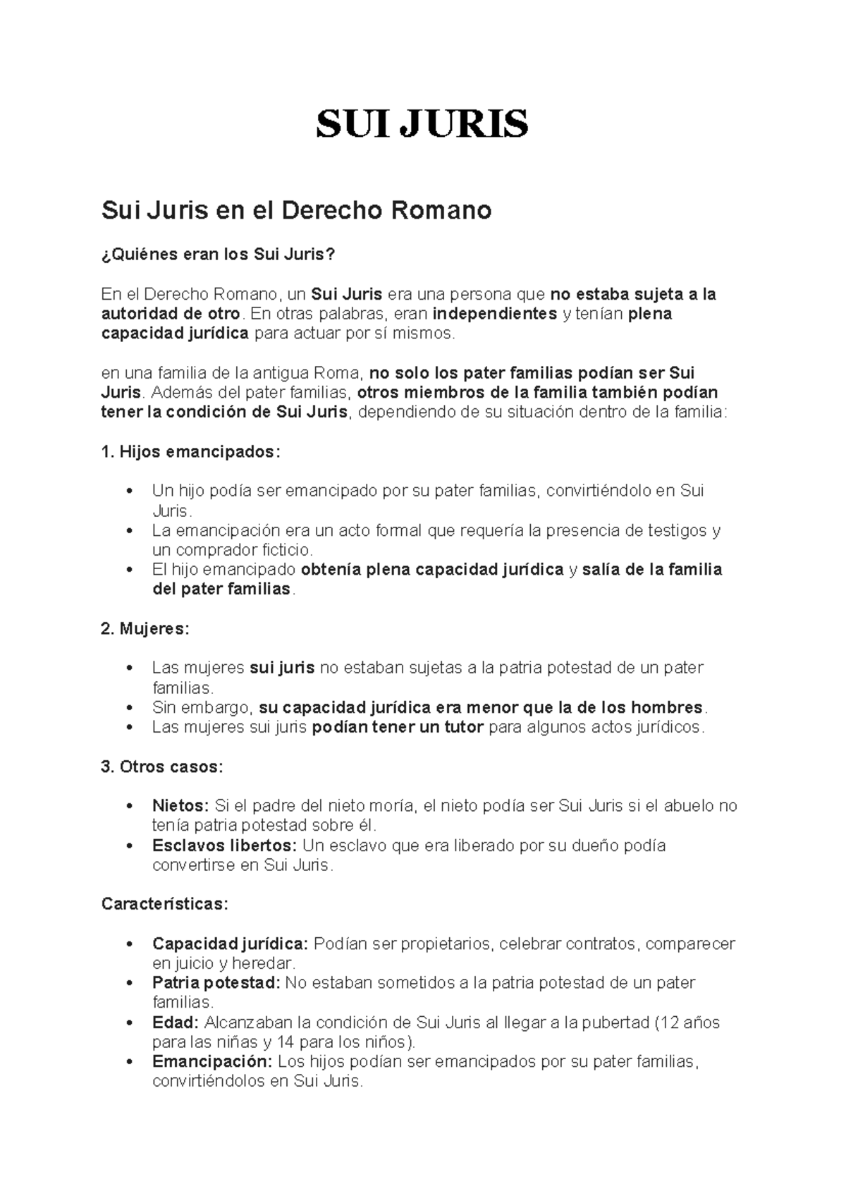 SUI Juris - Resumen Derecho romano - SUI JURIS Sui Juris en el Derecho Romano ¿Quiénes eran los ...