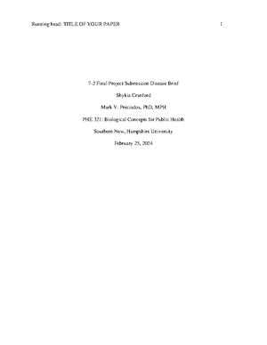 PHE 321 Module Six Worksheet 2 - PHE 321 Module Six Worksheet To begin ...