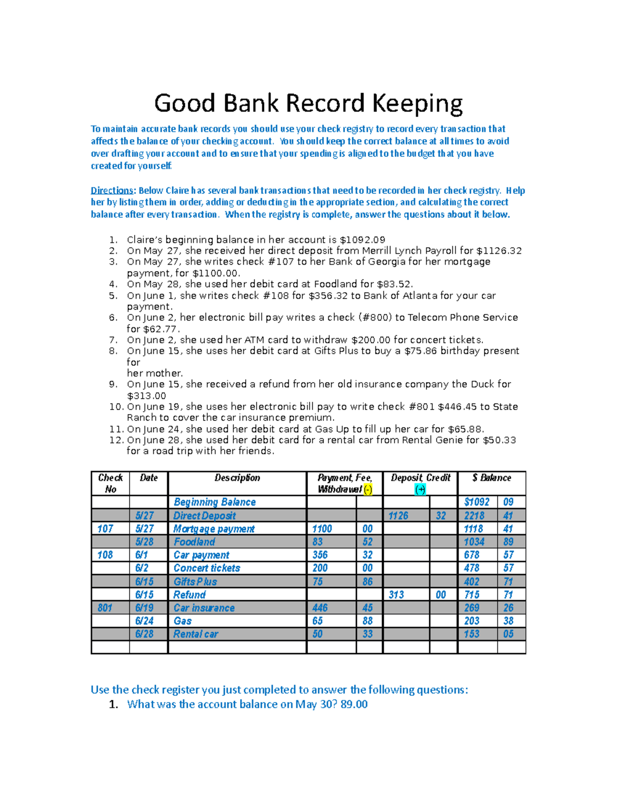 Good Bank Record Keeping-Corrected - Good Bank Record Keeping To ...