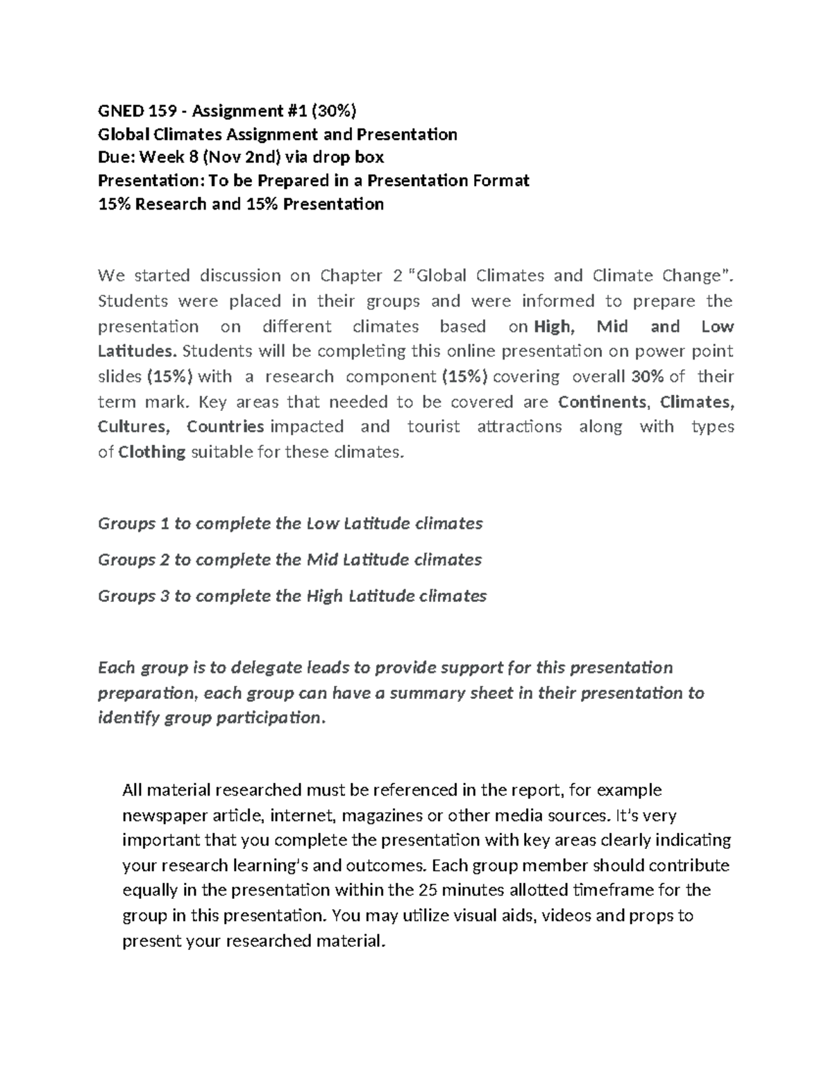 GNED 159 -004 (5C's Assignment 1) (F23) - GNED 159 - Assignment #1 (30% ...