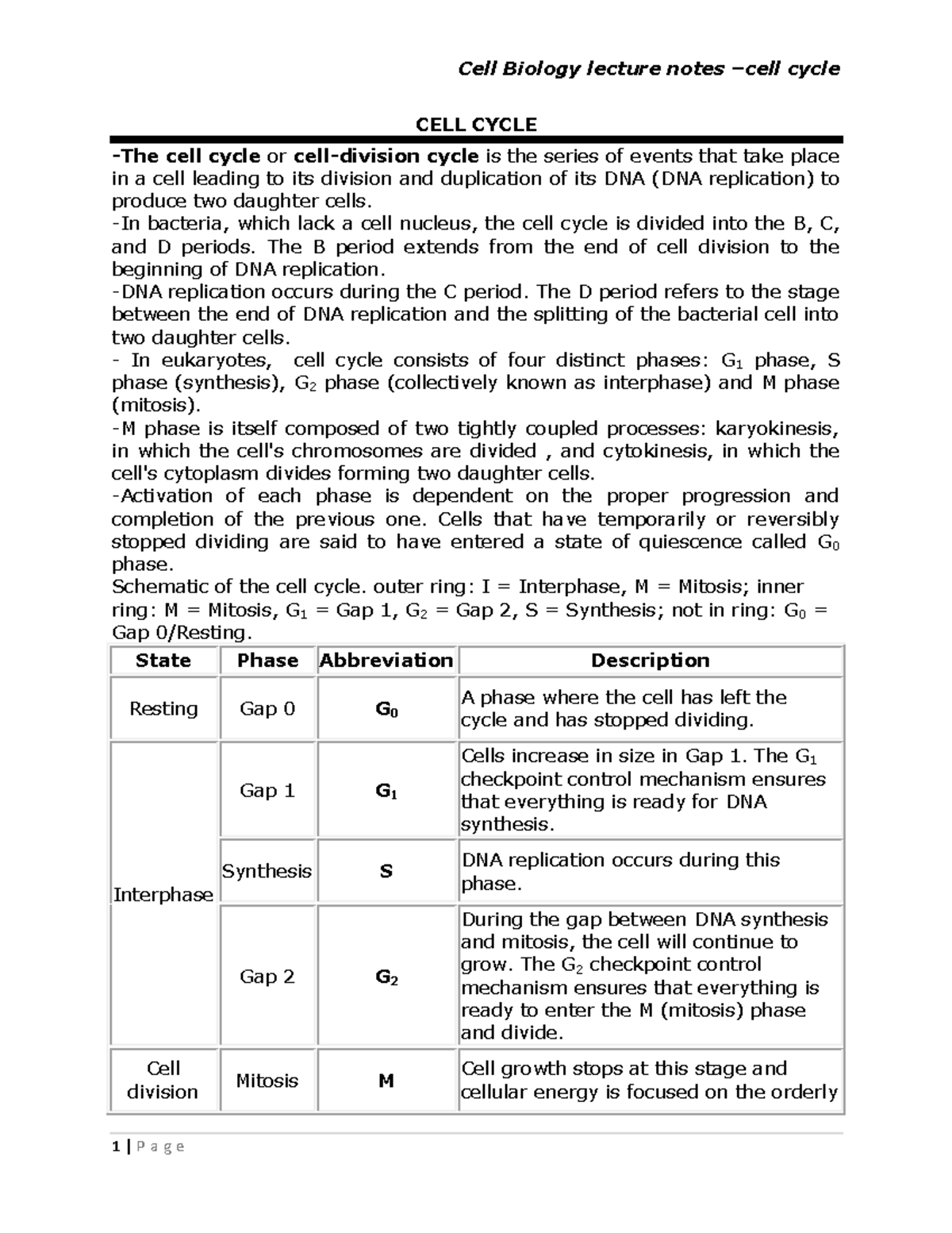 CELL Cycle - Summary Educational Administration - CELL CYCLE -The cell ...