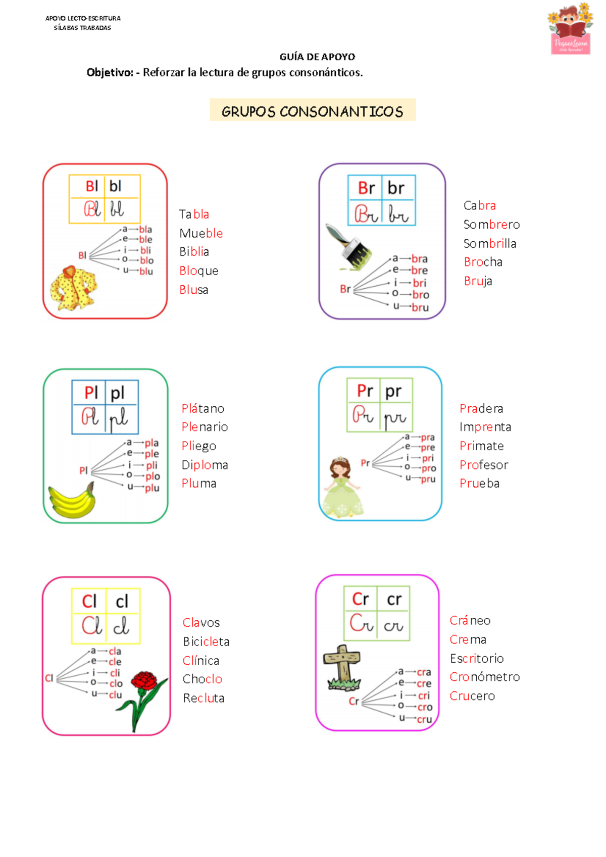 Silabas Trabadas O Grupos Consonánticos - Necesidades Educativas ...