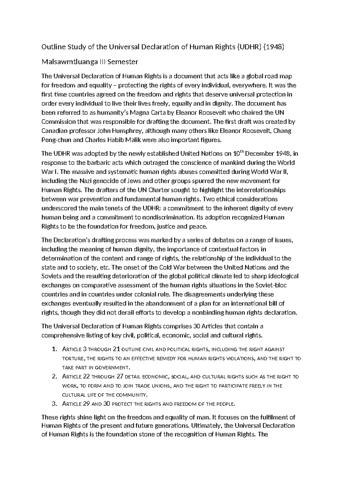 UDHR - Introductory and simple explanation of the Universal Declaration ...