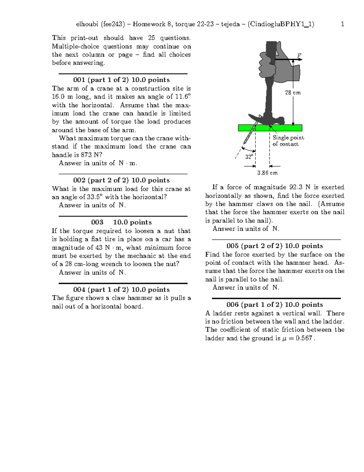 Homework 8, torque 22-23-problems - This print-out should have 25 ...