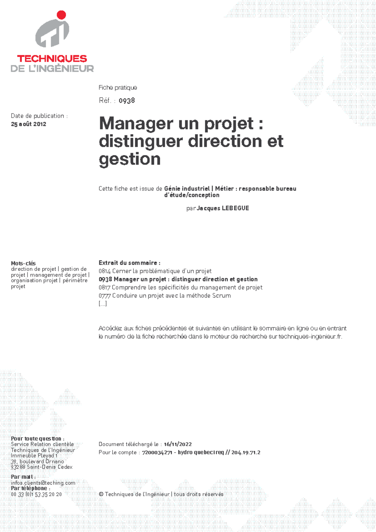 Distinguer direction et gestion - Date de publication : 25 août 2012 ...