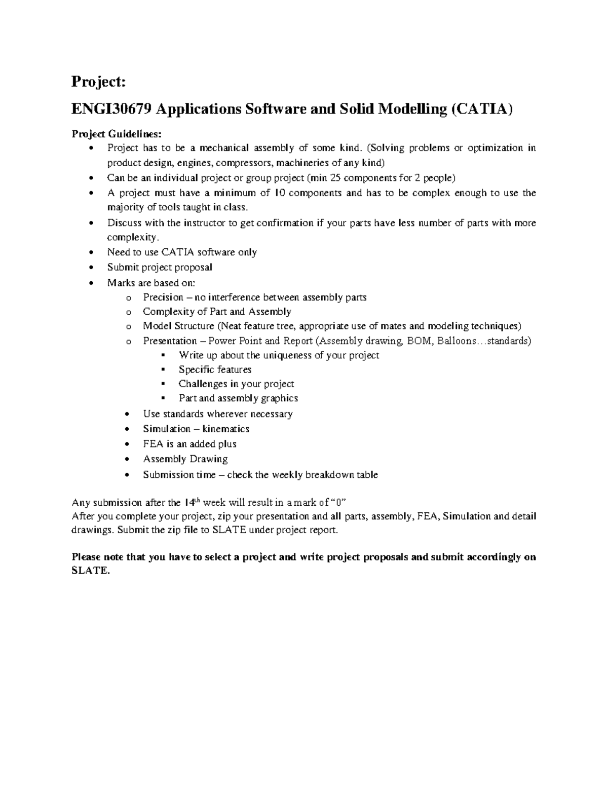 Project-ENGI30679 Applications Software and Solid Modelling ( Catia ...