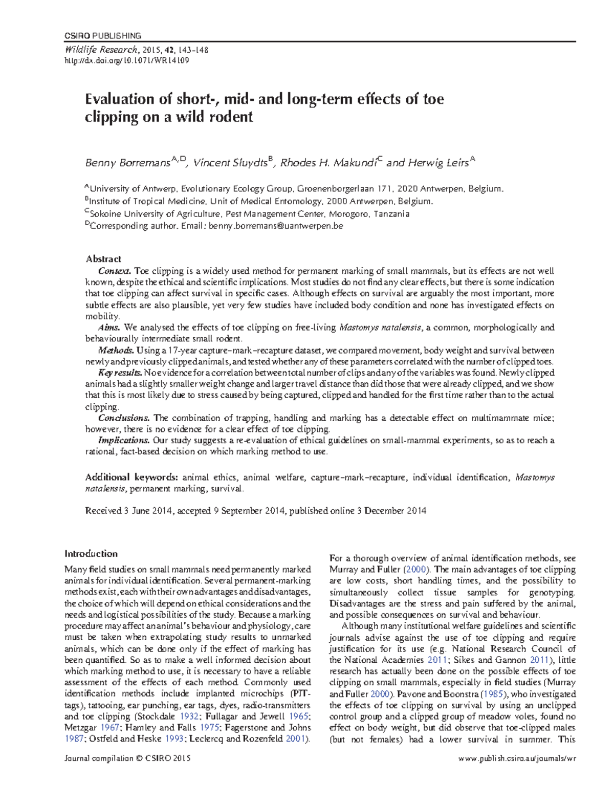 Rodent clipping - for seminar - Evaluation of short-, mid- and long ...