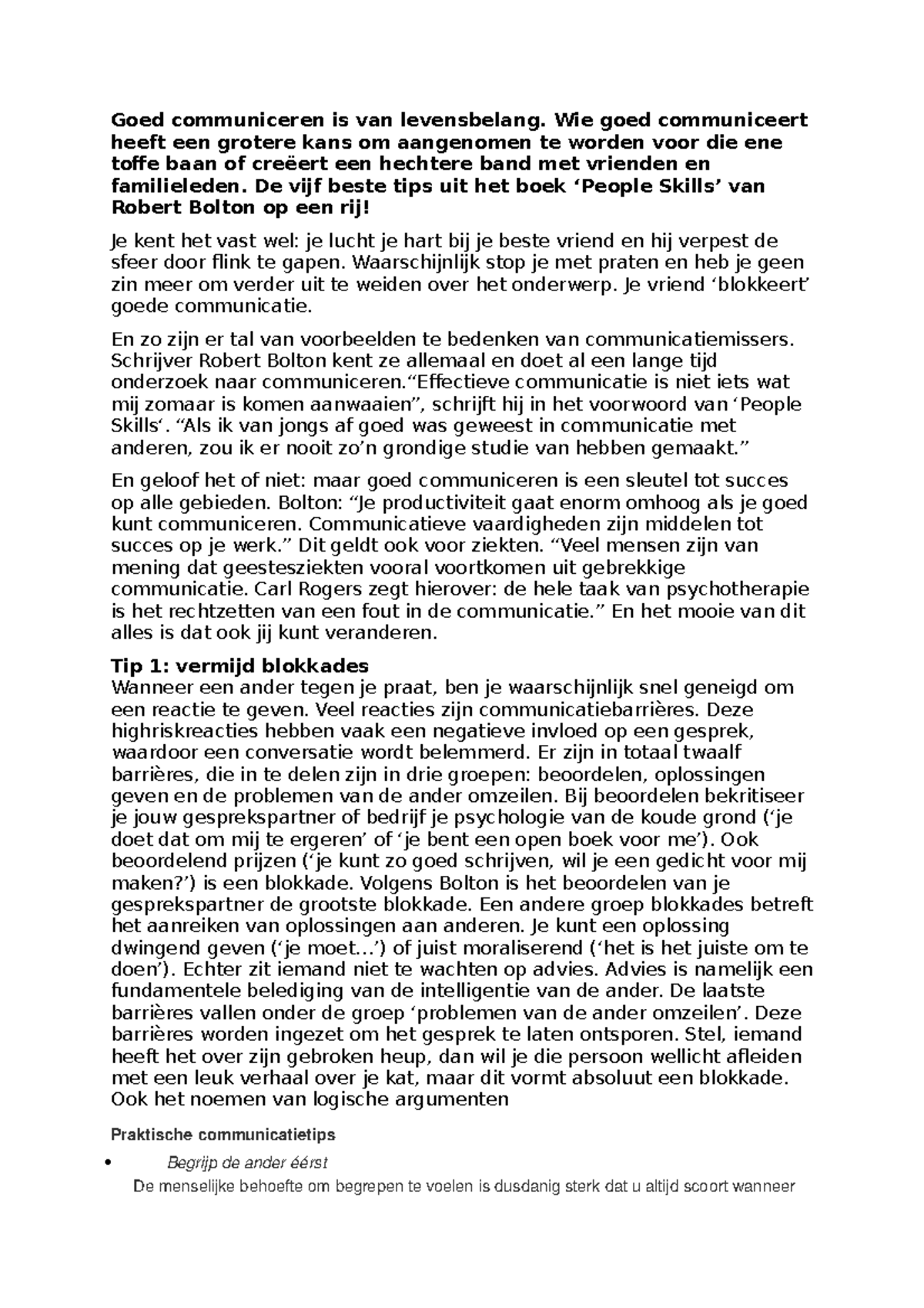 Communicatie tips - extra tips - Goed communiceren is van levensbelang ...