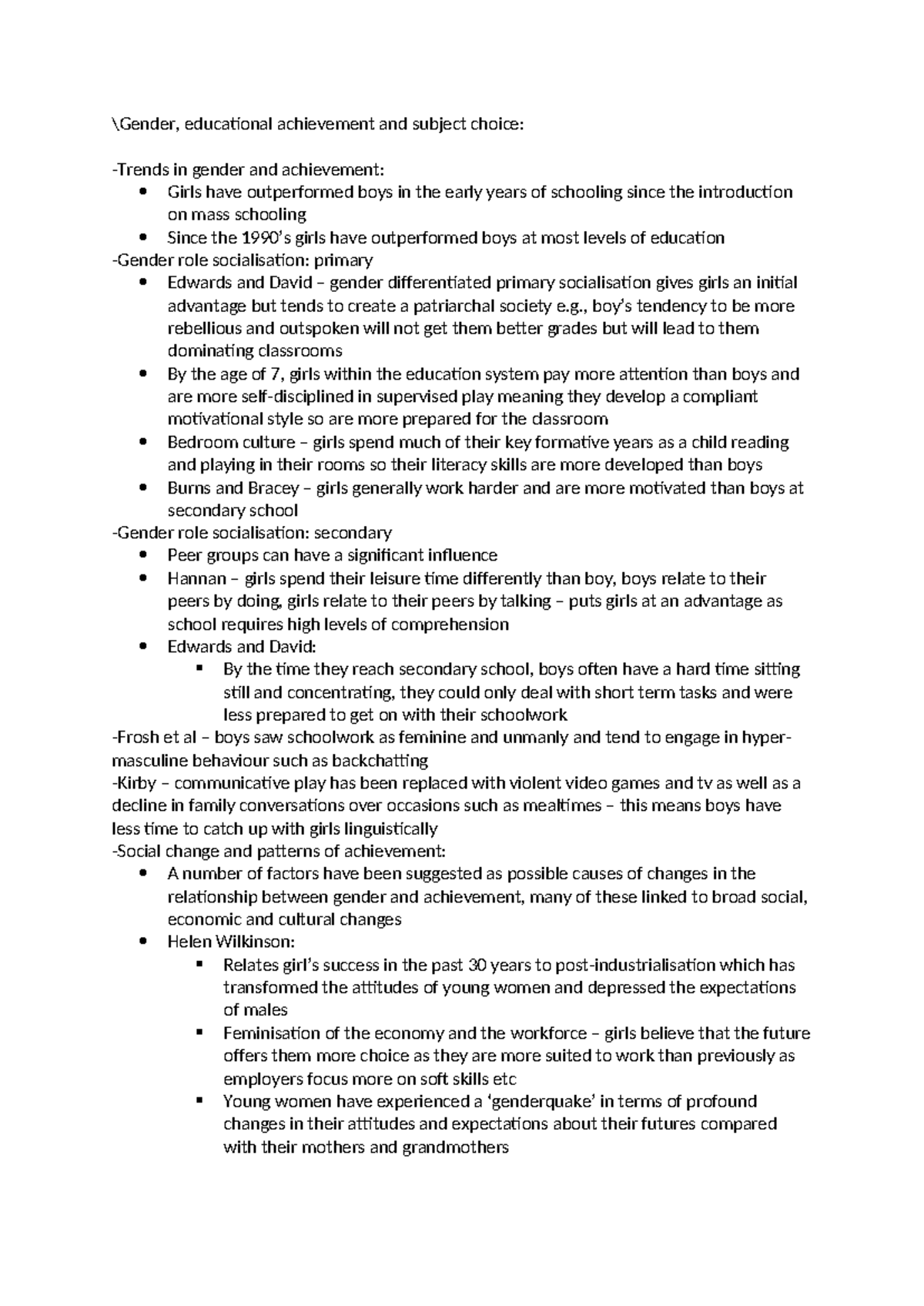Gender and achievement - \Gender, educational achievement and subject ...