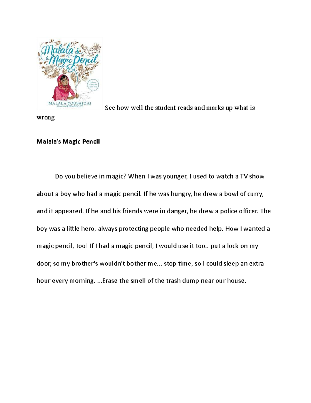 2 Running Record - Lesson Plan Example - See how well the student reads ...