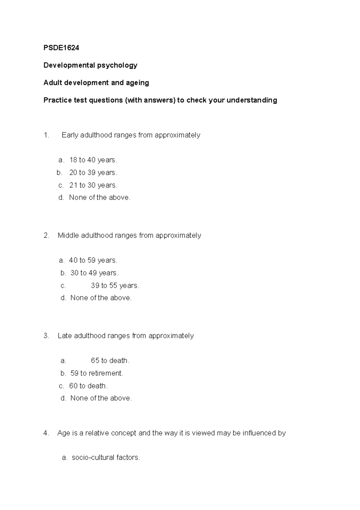PSDE practice questions for book 2 AND BOOK 1 - PSDE Developmental ...