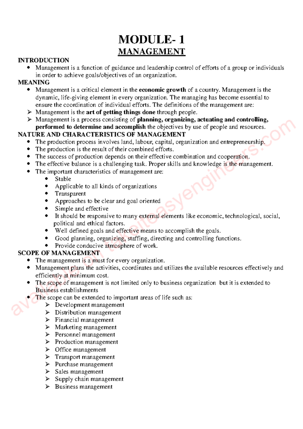 M1 wmpdf - Hhhjjj - MODULE- 1 MANAGEMENT INTRODUCTION Management is a ...