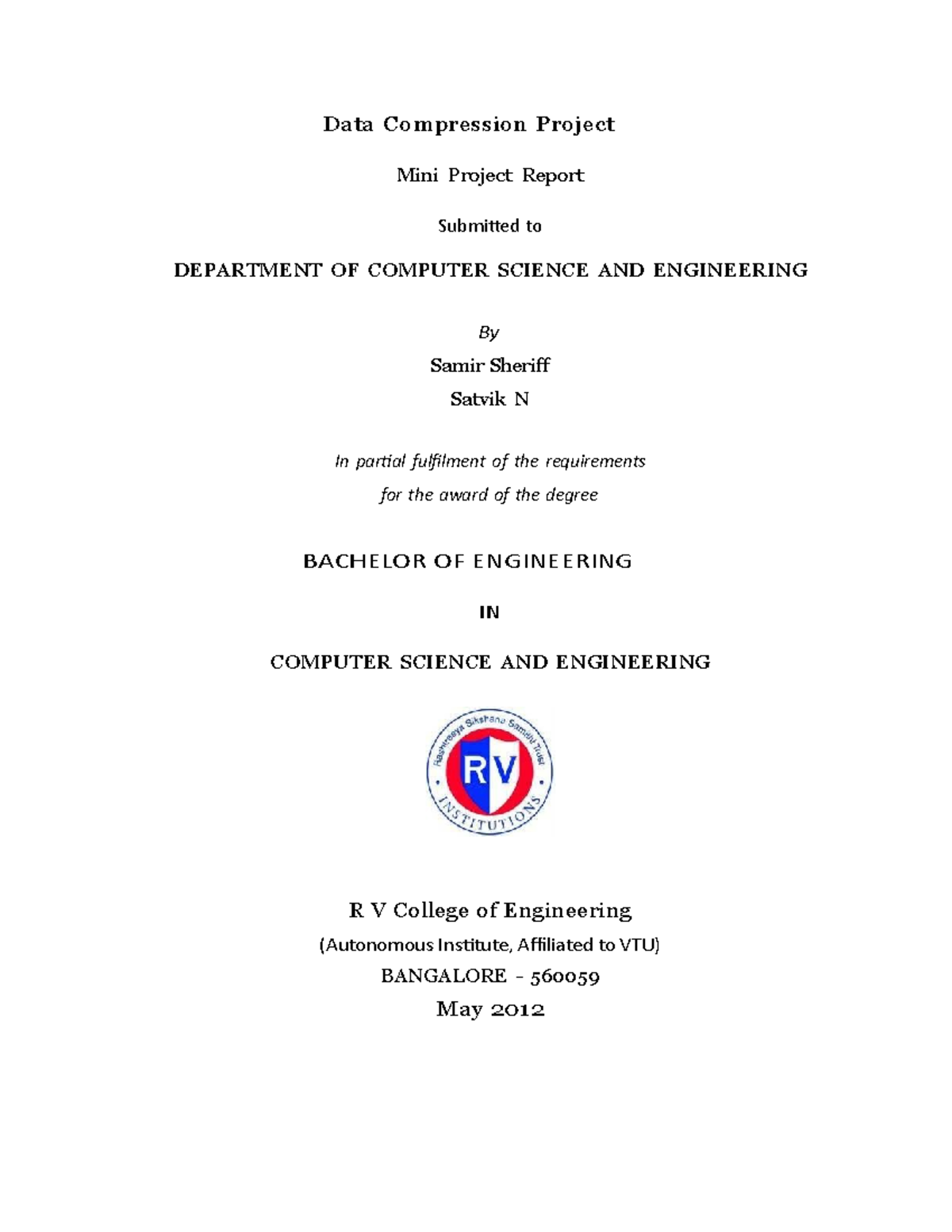 Data Compression Project Mini Project Re - Data Compression Project Mini Project Report ...