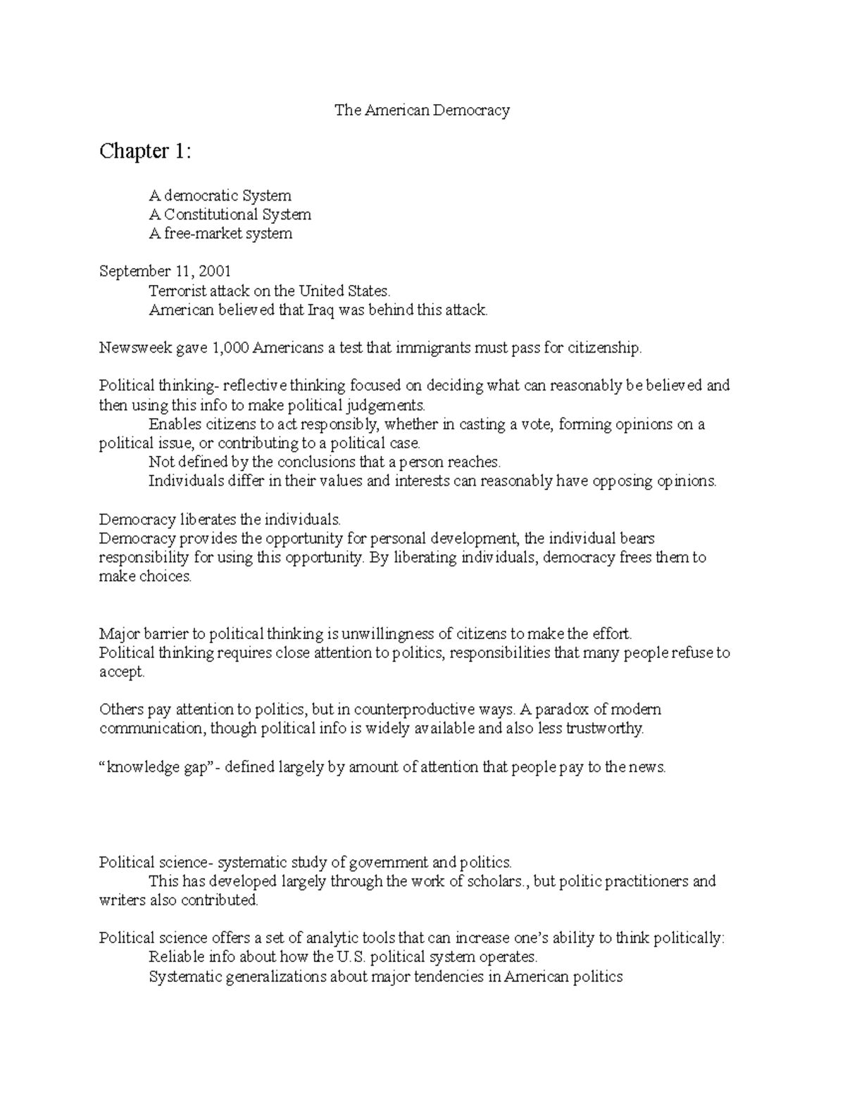 The American Democracy - The American Democracy Chapter 1: A democratic ...