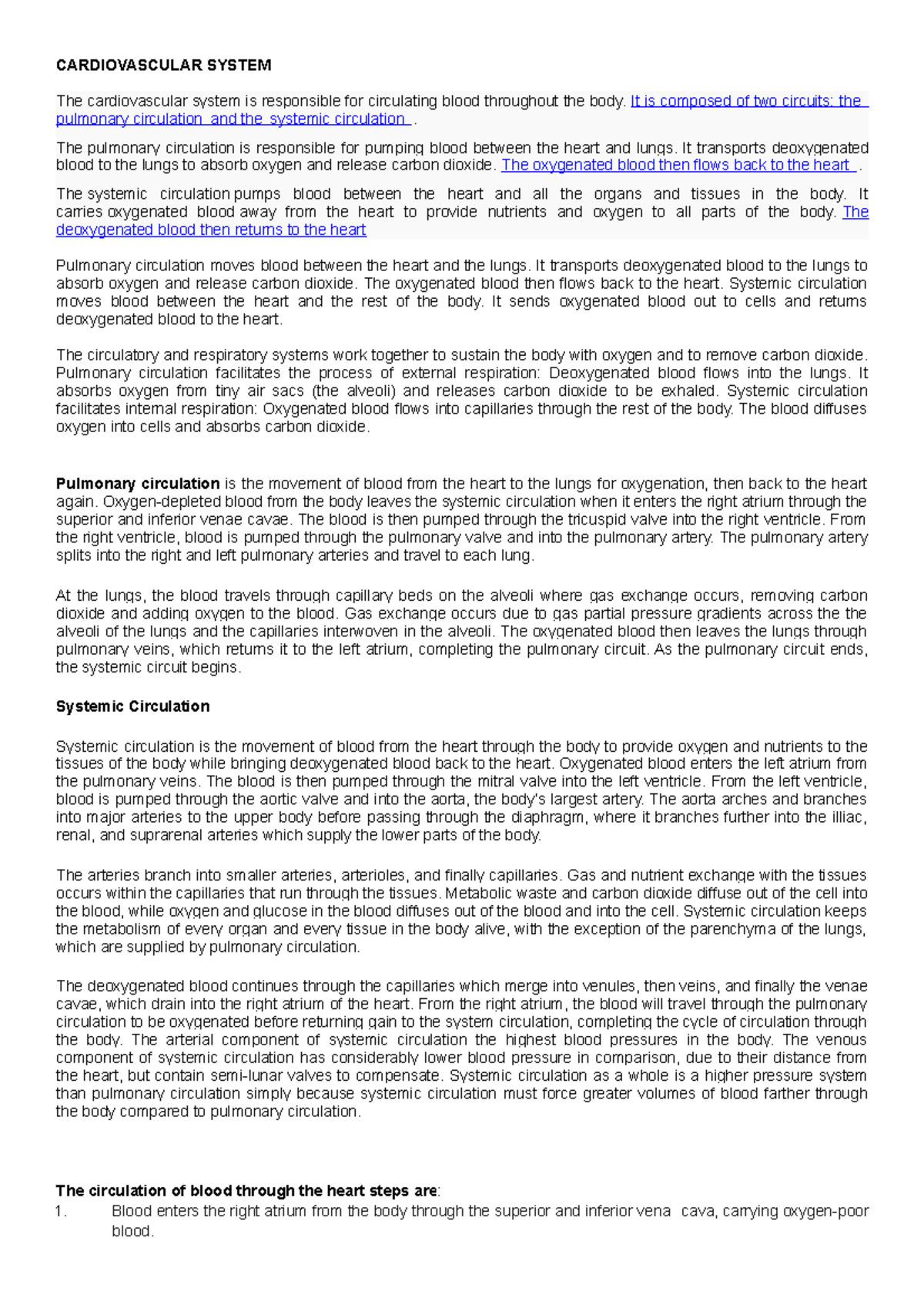 Cardiovascular- System-LAB - CARDIOVASCULAR SYSTEM The cardiovascular ...