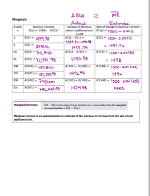 Marginal cost, examples - MATH 110 - Studocu