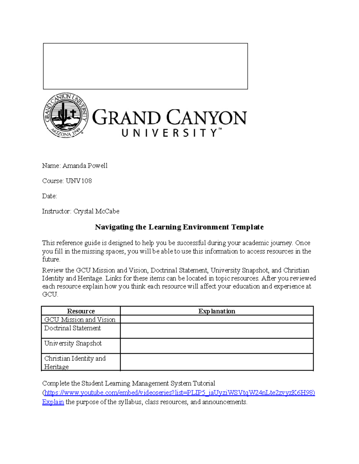 UNV108 T1 Navigatingthe Learning Environment Template-Online Gen Ed ...