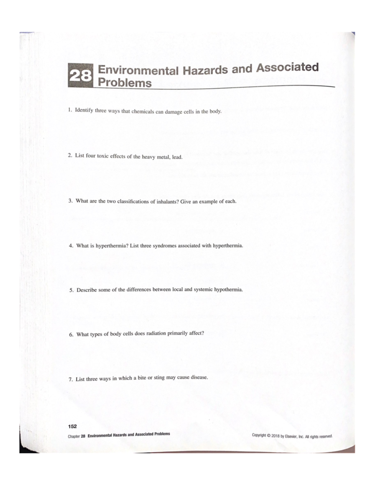 28 Environmental Hazards and Associated Problems questions - NURS1420P ...