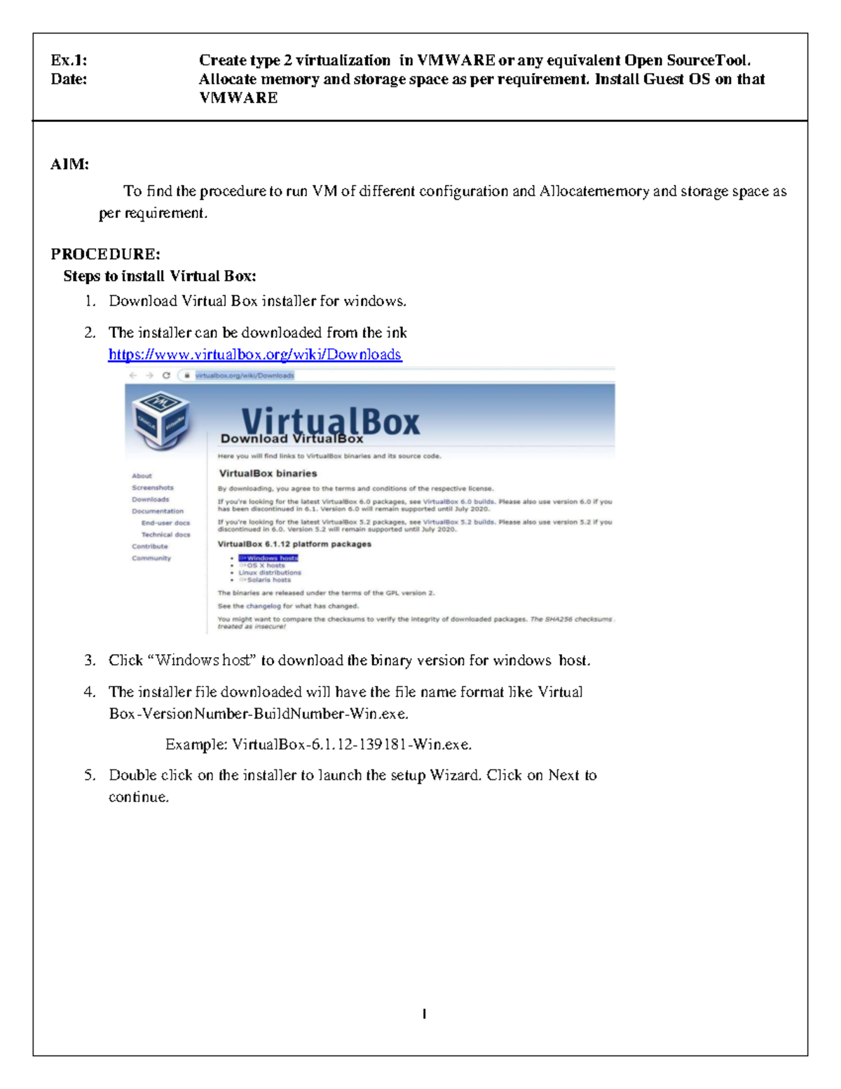 Virtual Lab Final Nil Ex Create Type 2 Virtualization In Vmware Or Any Equivalent Open