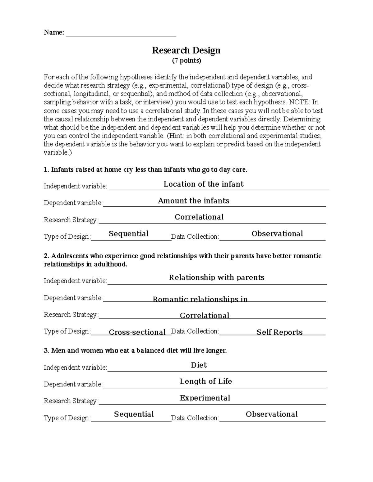 Research Design Assignment - Name ...