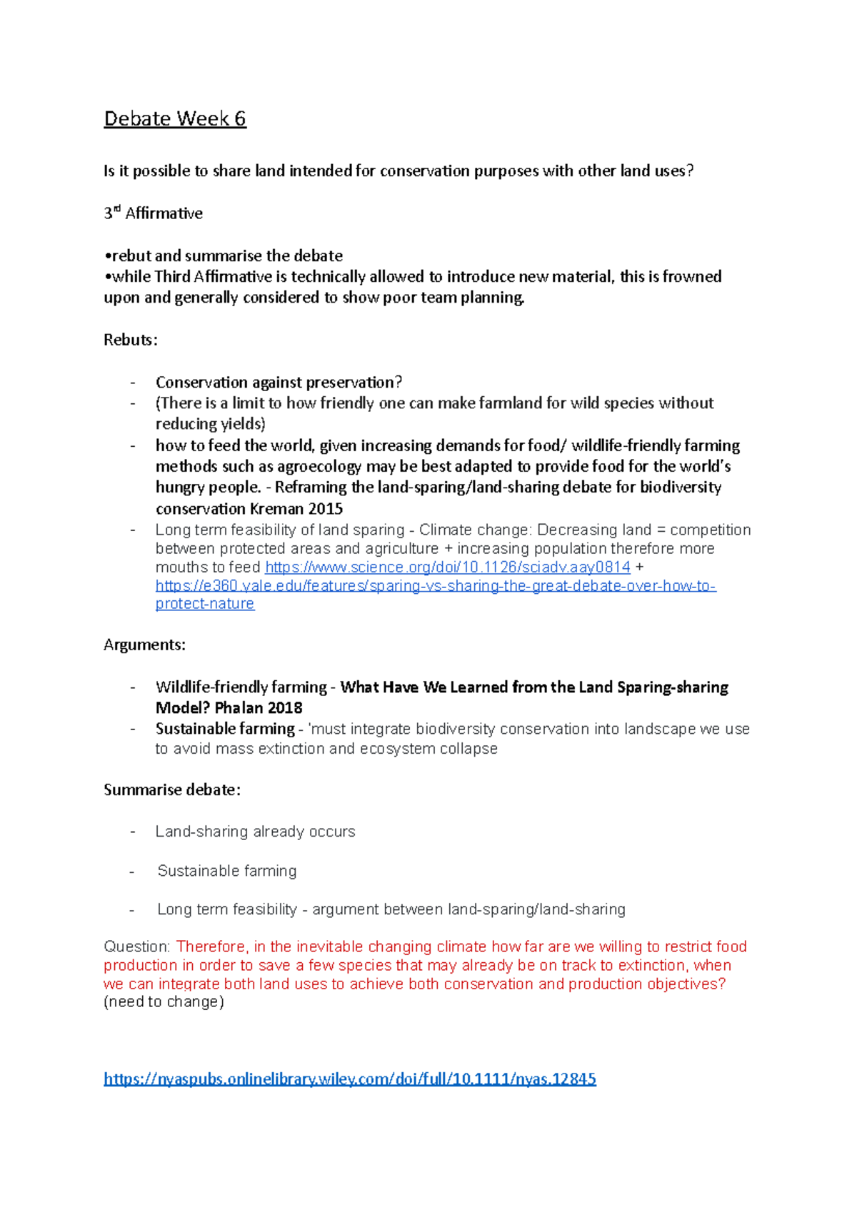 WEEK 6 Debate - Debate Week 6 Is it possible to share land intended for ...