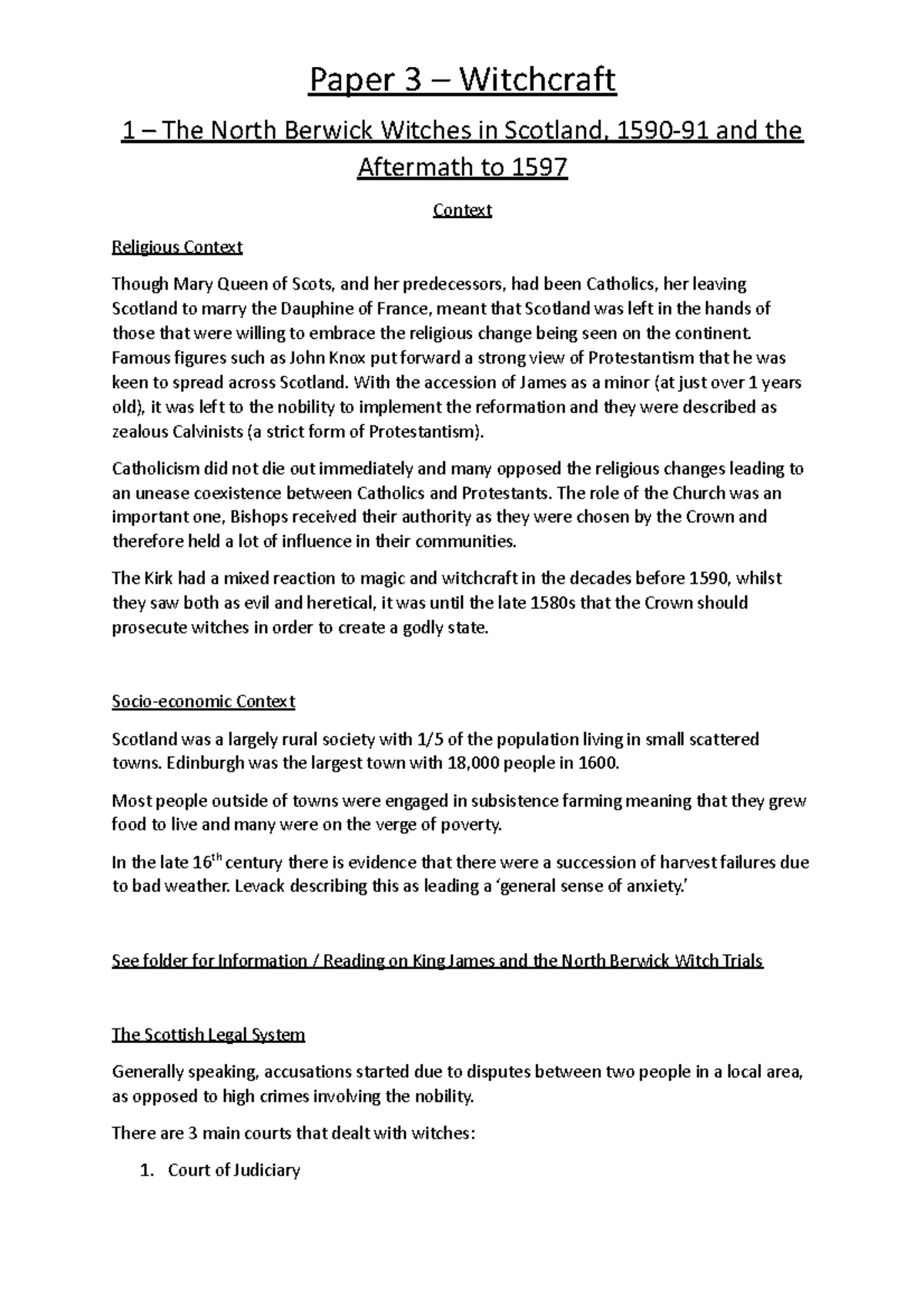 North Berwick Witch Hunts - Paper 3 – Witchcraft 1 – The North Berwick ...