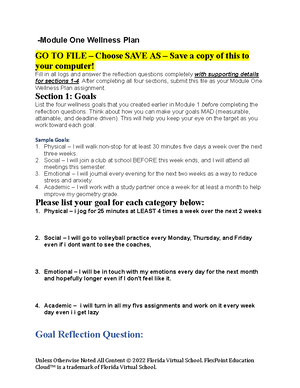 Module 3 wellness plan - Module Three Wellness Plan GO TO FILE – Choose ...