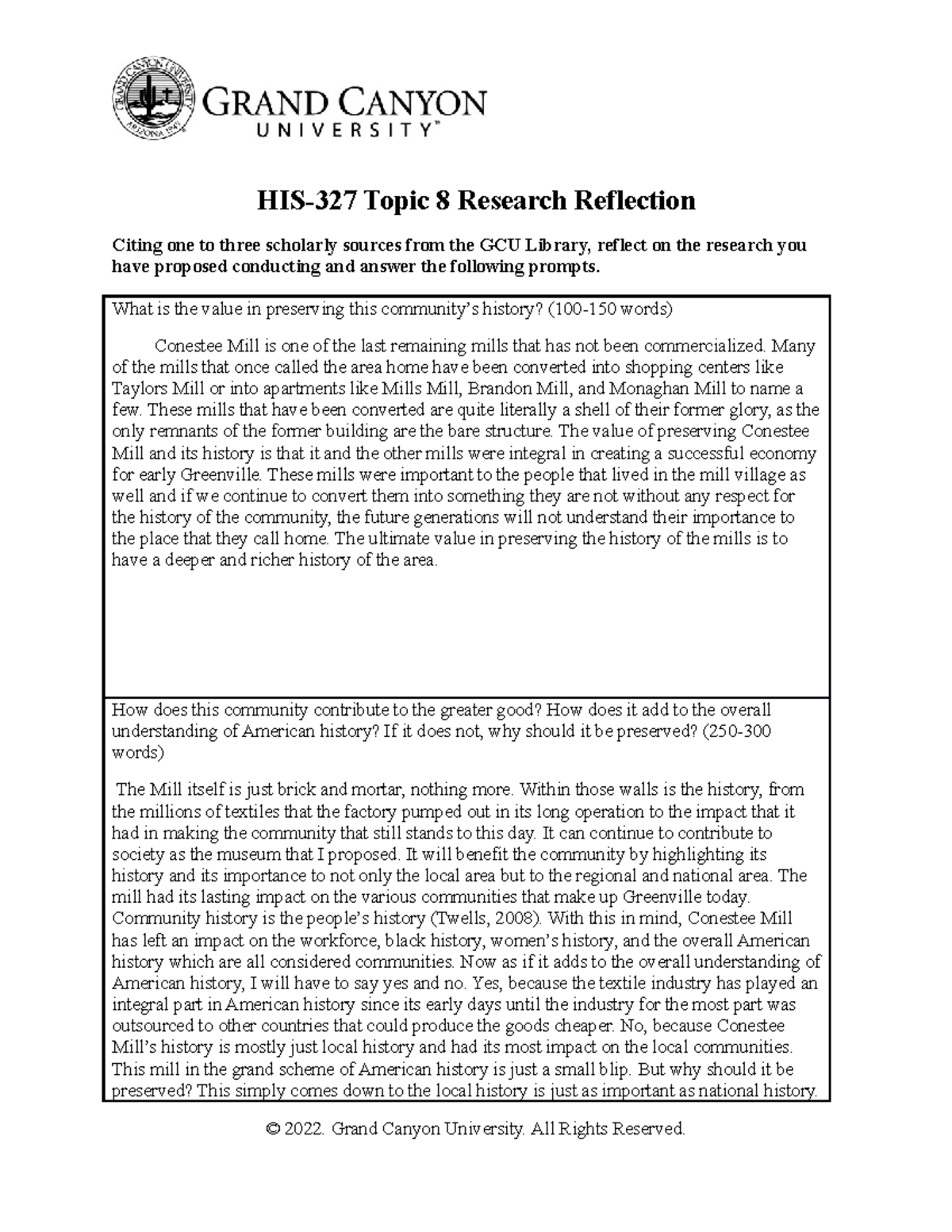 Research Reflection - READ THE DOCUMENT - HIS-327 Topic 8 Research ...