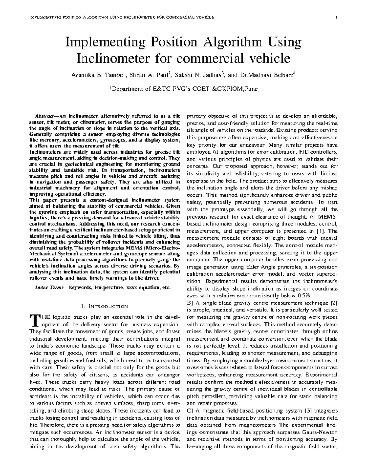 Lab Report IEEE Journal Paper Template - Implementing Position ...