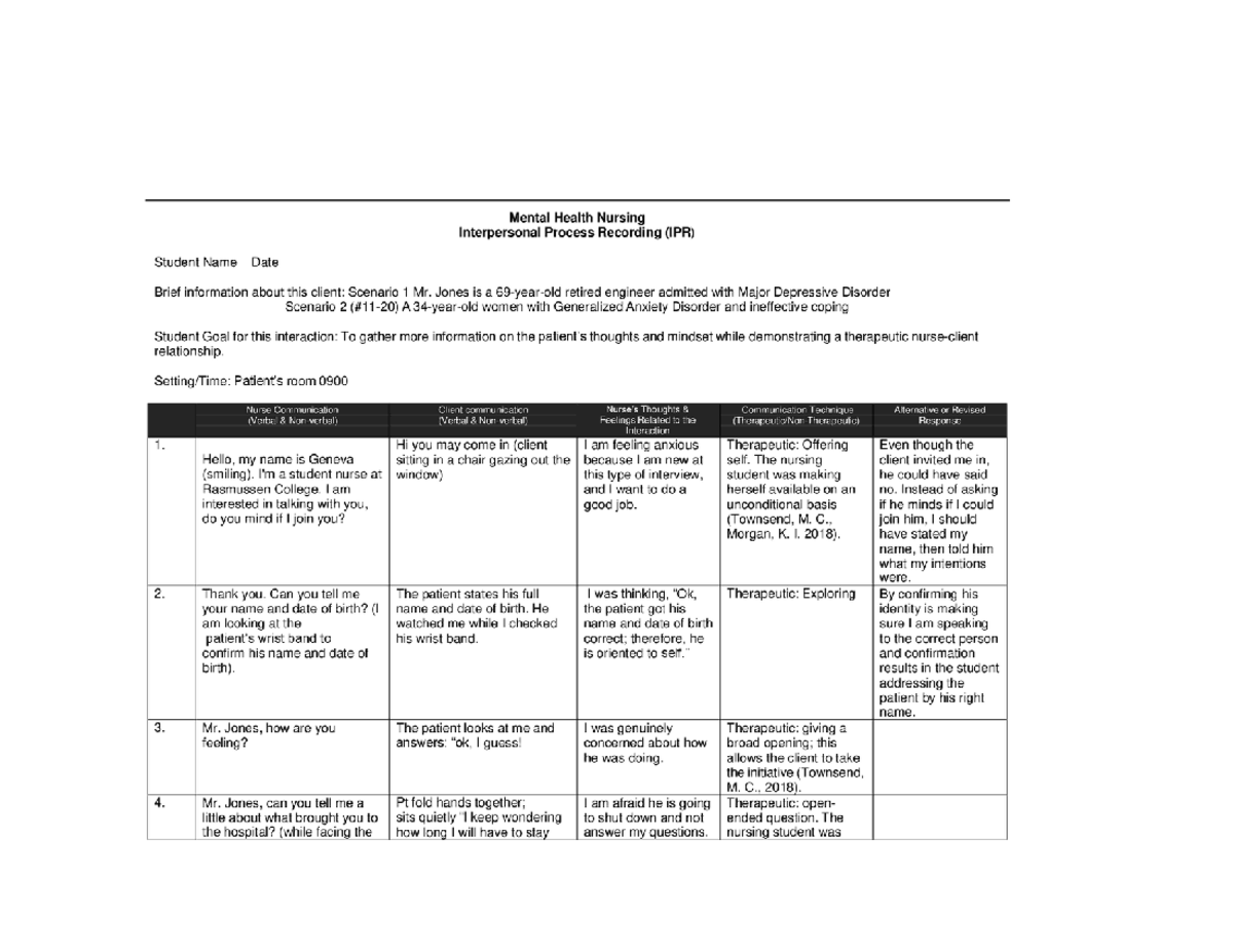 Final Sample Nprocess Recording - Nursing - Studocu