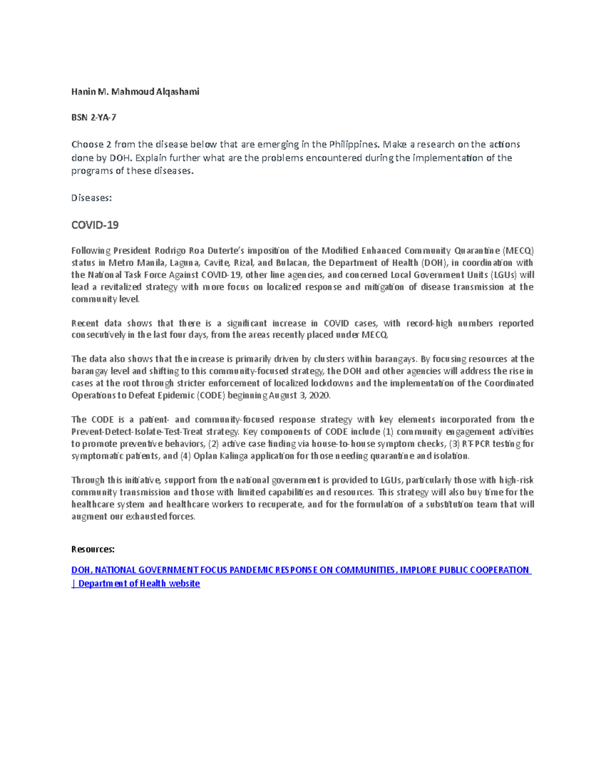 Mahmoud Alqashami, Hanin M. ass chn 1 - Hanin M. Mahmoud Alqashami BSN ...