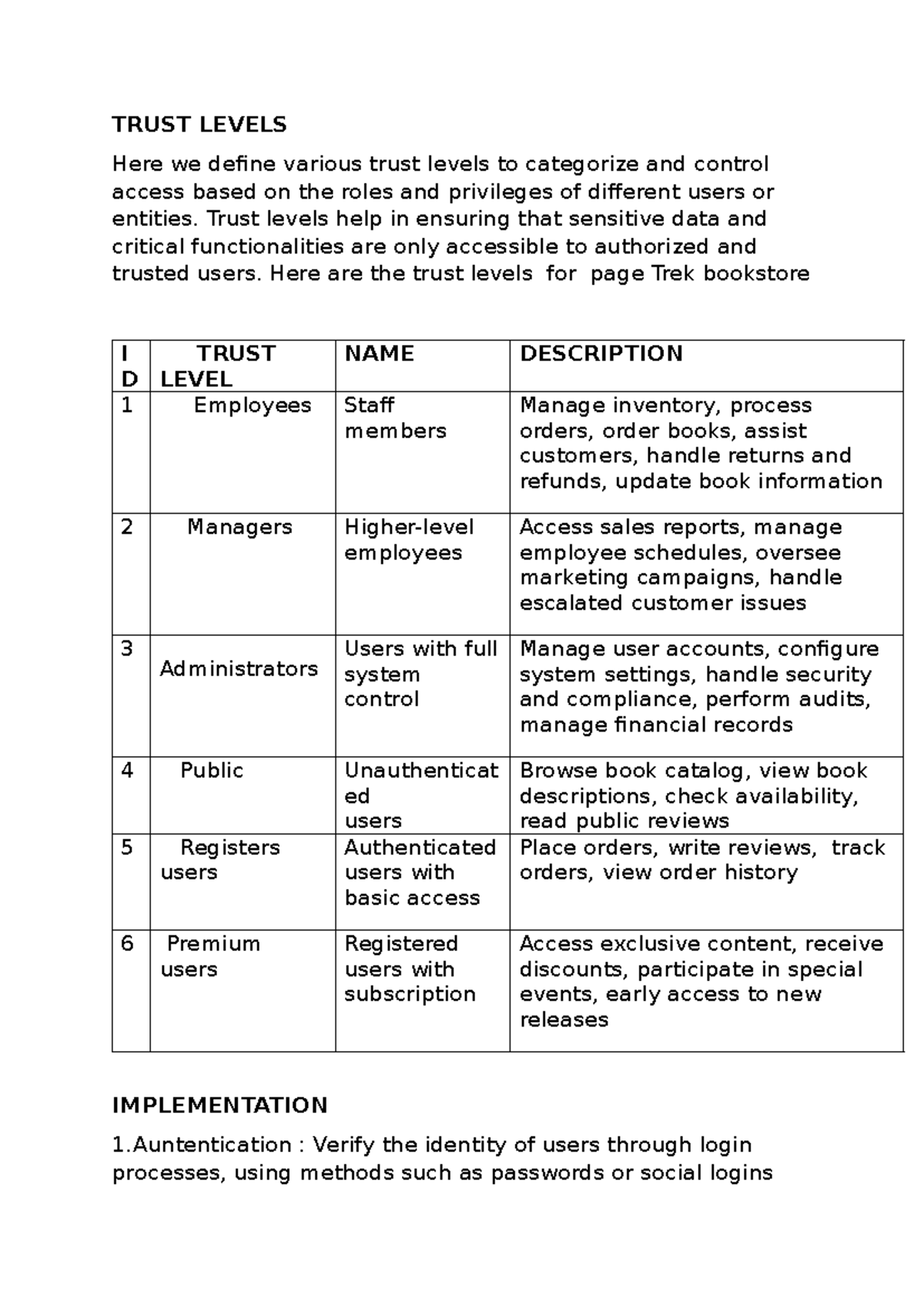 Trust levels and DFD - Summary Business Information Systems - TRUST ...