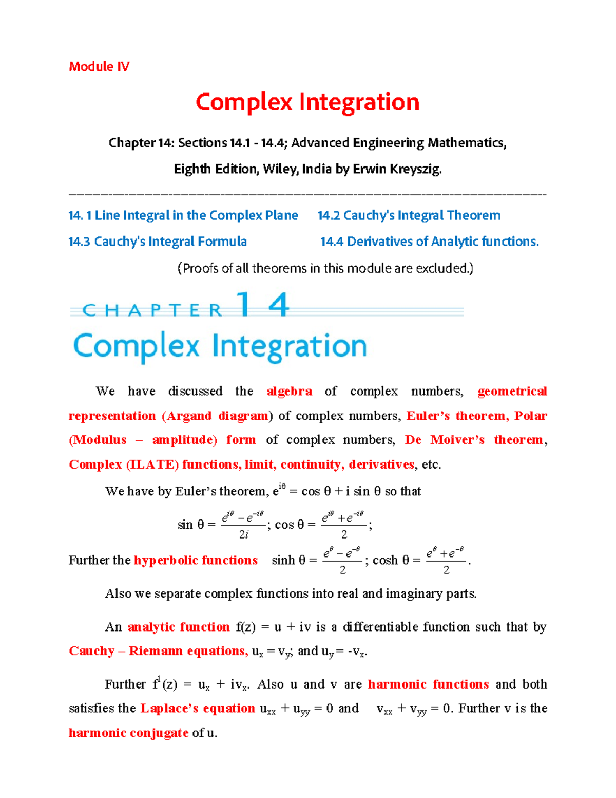 5 6246649677102449571 - Module IV Complex Integration Chapter 14 ...