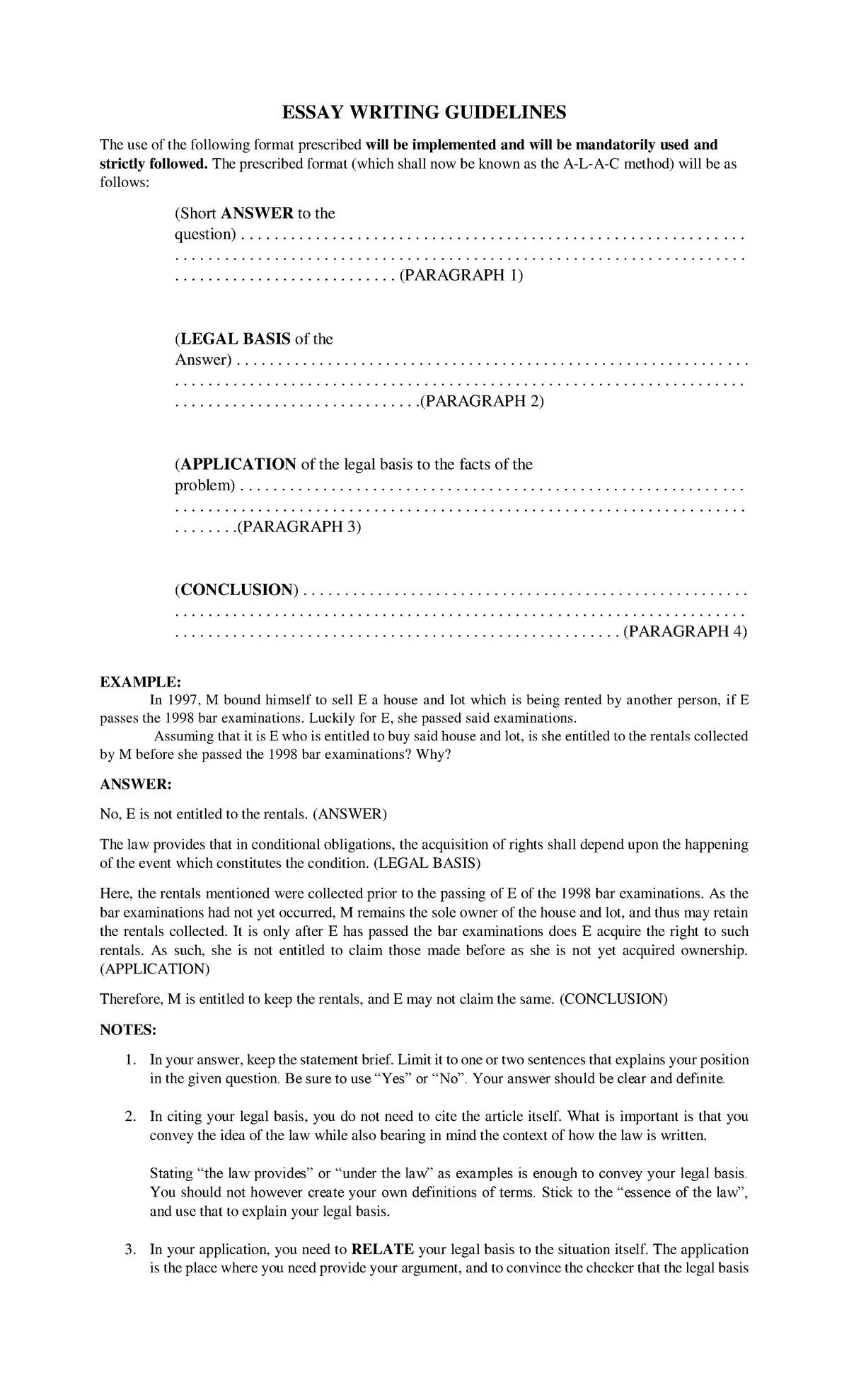 Essay- Writing-TIPS - ESSAY WRITING GUIDELINES The use of the following ...