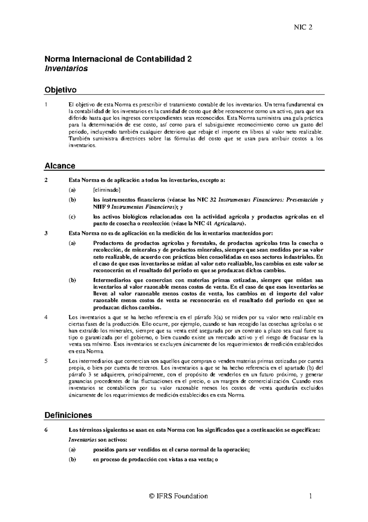 NIC 2 2021 - NIC 2 - Norma Internacional de Contabilidad 2 Inventarios ...