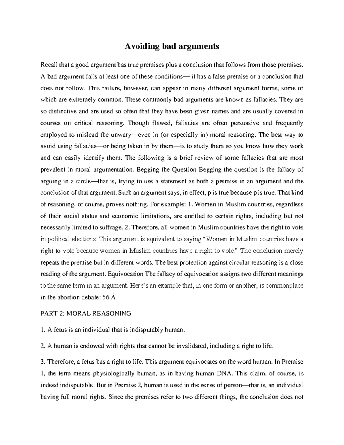 Avoiding bad arguments - Avoiding bad arguments Recall that a good ...