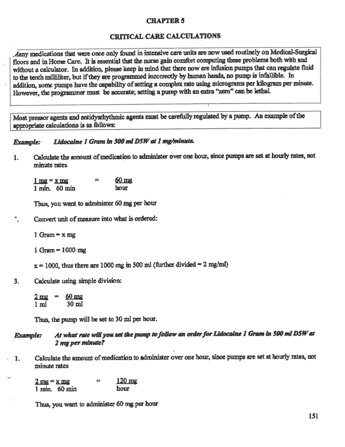 MED Calcs- critical care - Nur 205 - Studocu